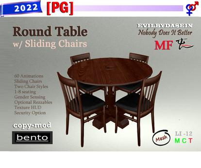 Second Life Marketplace - [PG] A+ Round Table & 1-4 Sliding Chairs MF